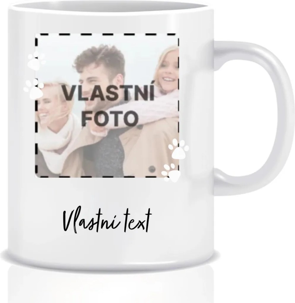 Personalizovaný klasický bílý keramický hrníček 300 ml s fotkou mazlíčka a textem