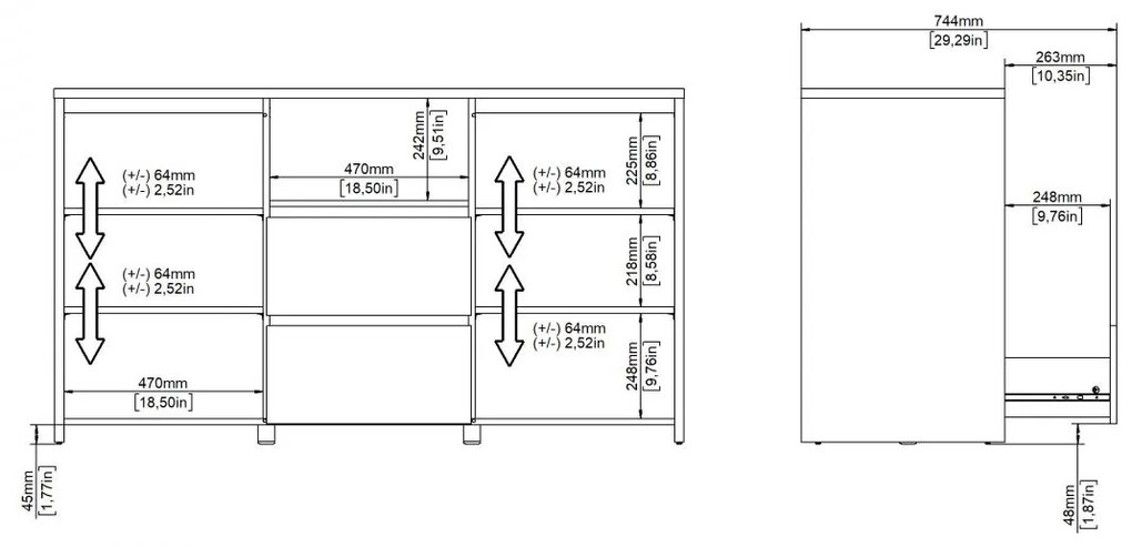 Tvilum Komoda Nerea 318 jackson hickory/bílý lesk