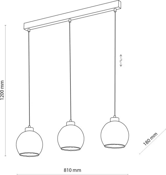 LED Lustr na lanku DEVI 3xE27/15W/230V černá/čirá