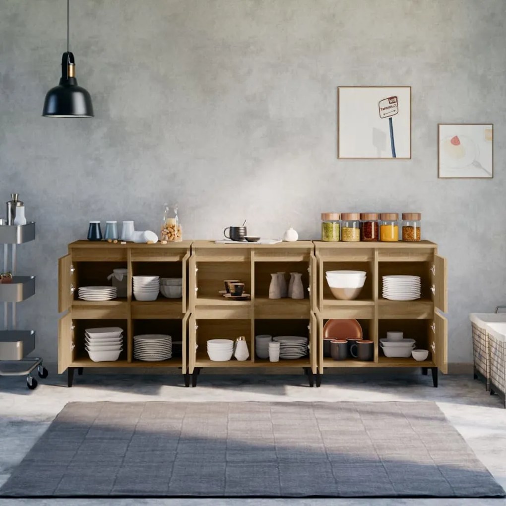 Příborníky 3 ks dub sonoma 60 x 35 x 70 cm kompozitní dřevo 3185778