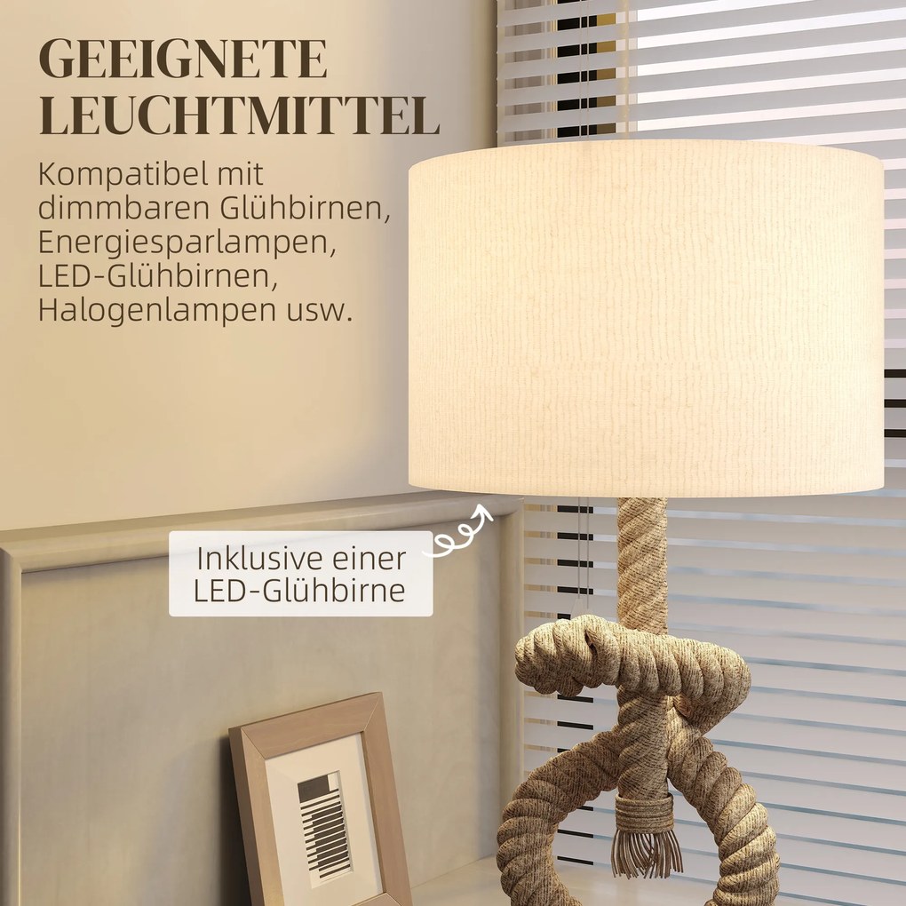 HOMCOM Stolní lampa s USB portem, dekorativní, námořní styl B31-462V90CW