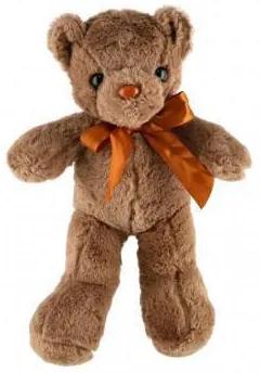 Teddies Medvěd/Medvídek s mašlí plyš 30 cm hnědý