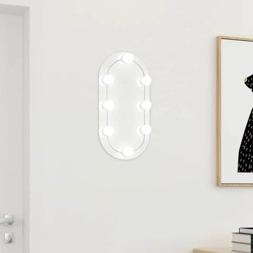 Zrcadlo s LED světly 40 x 20 cm sklo oválné 3102973