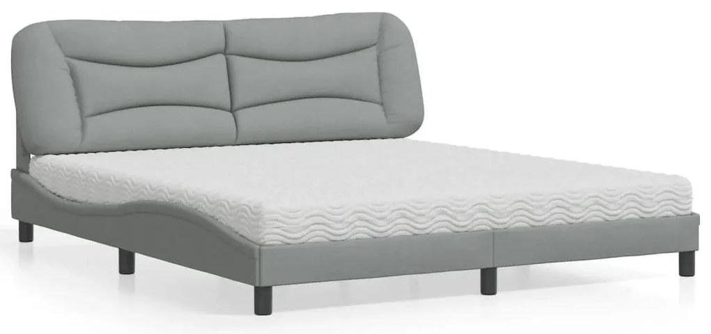 Postel s matrací Hvar světle šedá 180 x 200 cm textil 3208548