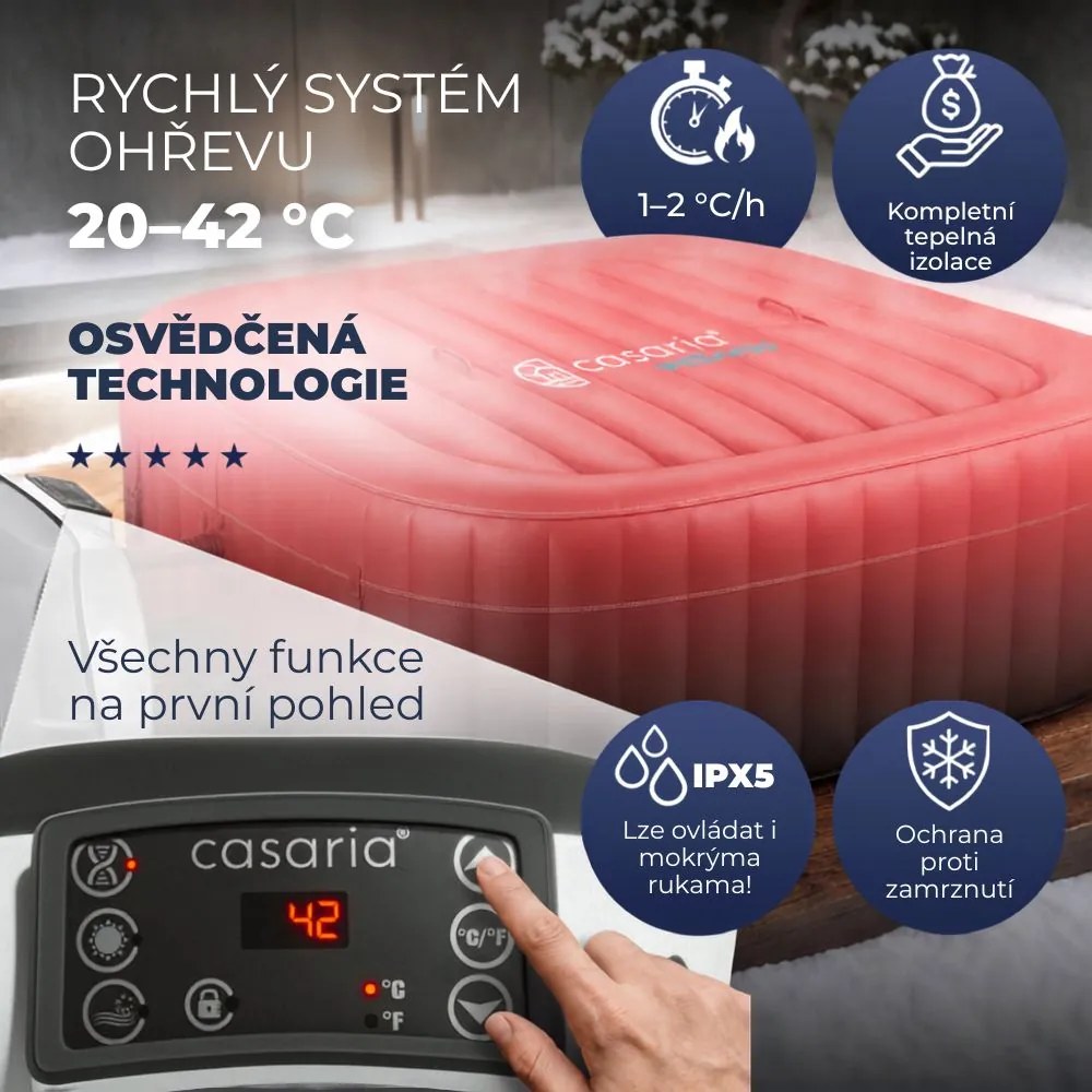 Nafukovací vířivý bazén OASIS pro 6 osob, čtvercový, černý Casaria