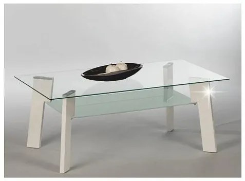 Konferenční stolek ADELO, bílá extra vysoký lesk HG + sklo