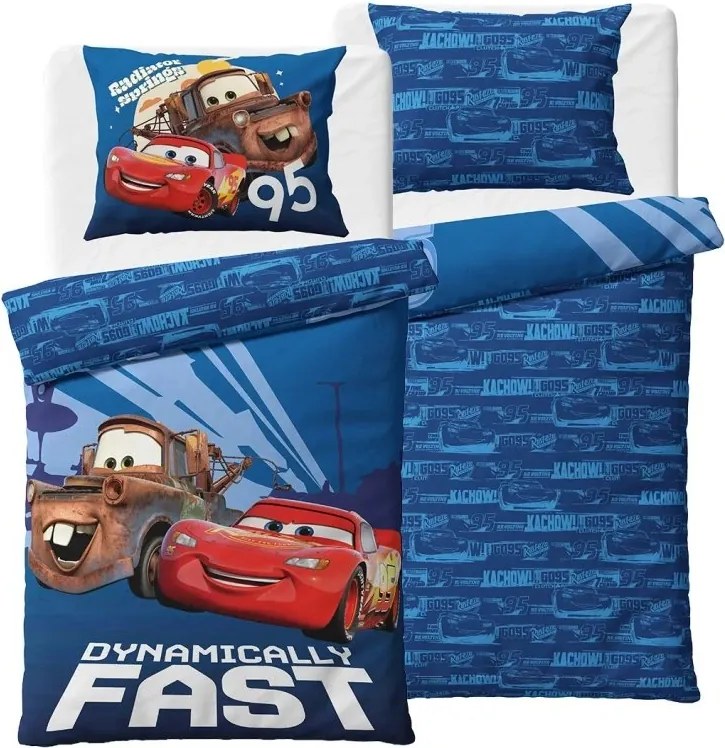 Carbotex Dětské povlečení Cars 3 Blesk Mcqueen a Bourák 140x200 + 70x90 cm