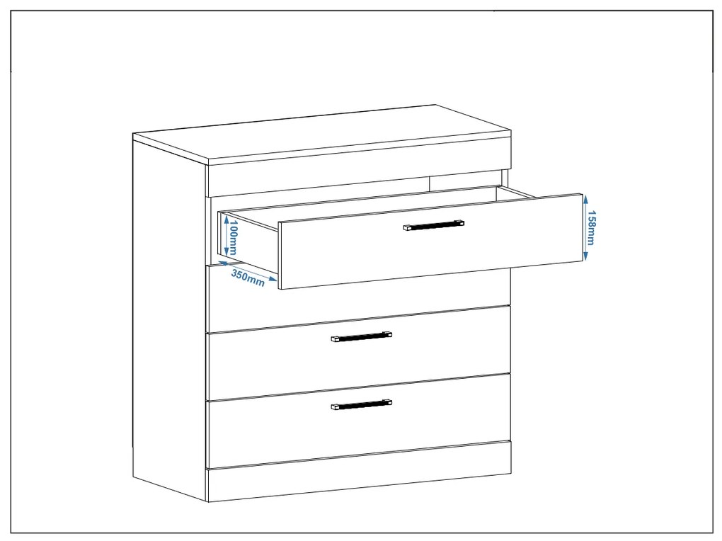 Vomaks unit, s.r.o. Komoda-4 "MONIKA" Barva: dub tacho + bílá
