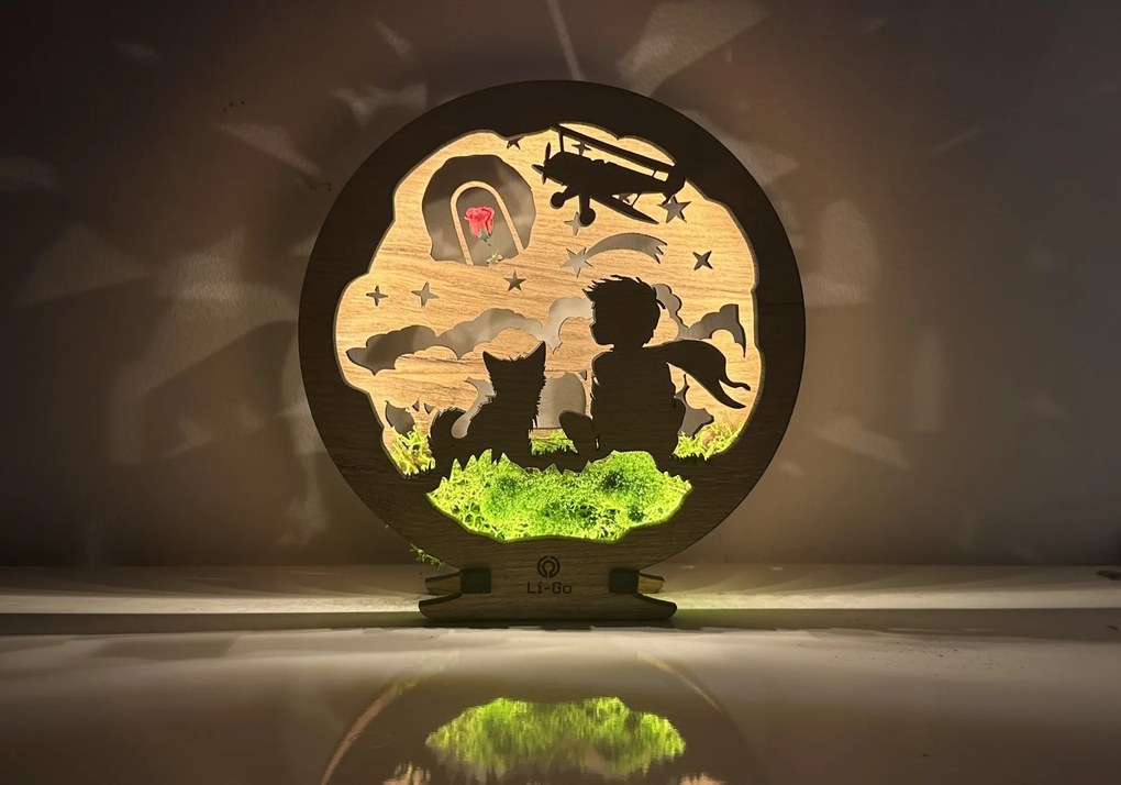 Li-Go "Malý princ s růží" lampa 20x22cm provedení povrchu: bříza