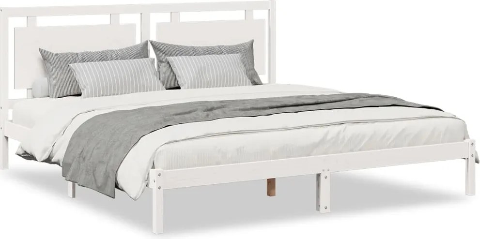 Prodloužený rám postele bez matrace bílý 200 x 210 cm masiv 3309194