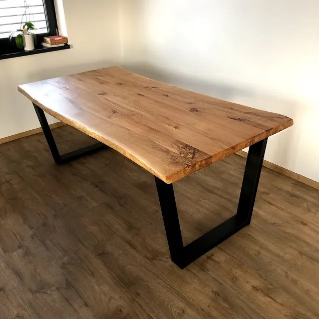 KULHÁNEK Designový jídelní stůl 200x100 cm Velikost desky: 160x80 cm, Odstín podnože: černá - RAL 9005