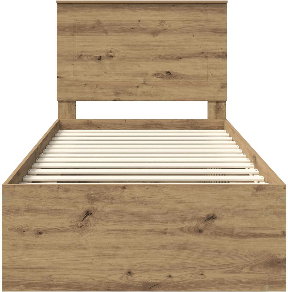Rám postele Umělecký dub 90 x 190 cm Masivní borové dřevo 3409407