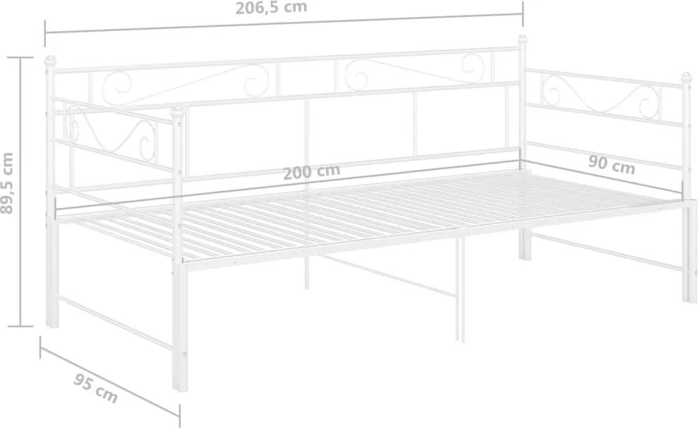 vidaXL Rám vysouvací postele/pohovky kovový 90 x 200 cm [324771] Barva: Šedá