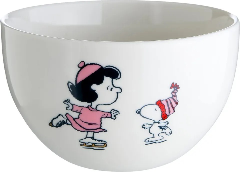 PEANUTS Miska Snoopy a bruslení 600 ml - bílá