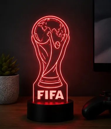 stolní LED světlo, dekorativní, noční, trofej FIFA MS 2026, 19x10x8 cm, plast, více barev, Dekorino LS20260009