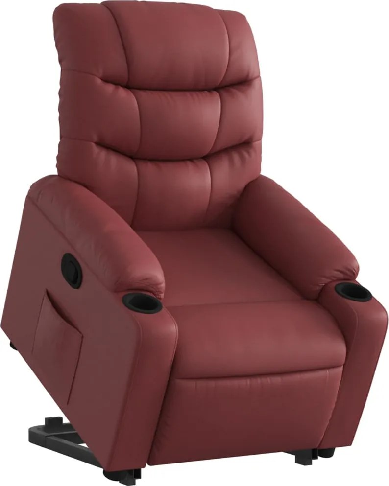 Zvedací polohovací křeslo vínové umělá kůže 3206603