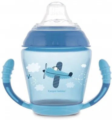 Canpol babies Nevylévací hrneček se silikonovým pítkem 230ml TOYS modrý