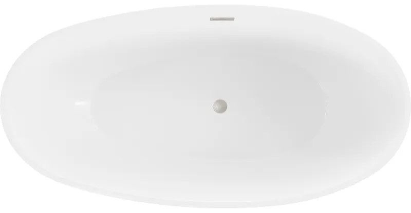 Mexen Bilbao, volně stojící vana 180 x 90 cm, bílá, broušená ocel přepad, 51311809000-97