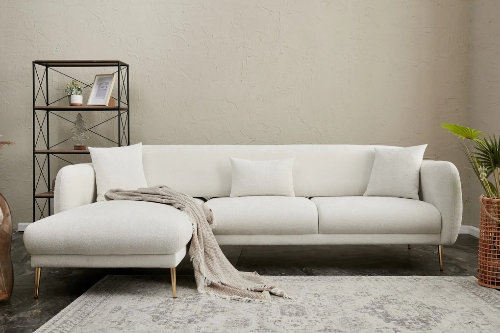 HANAH HOME Rohová pohovka SIMENA krémová levá 266 cm 825BLC2833