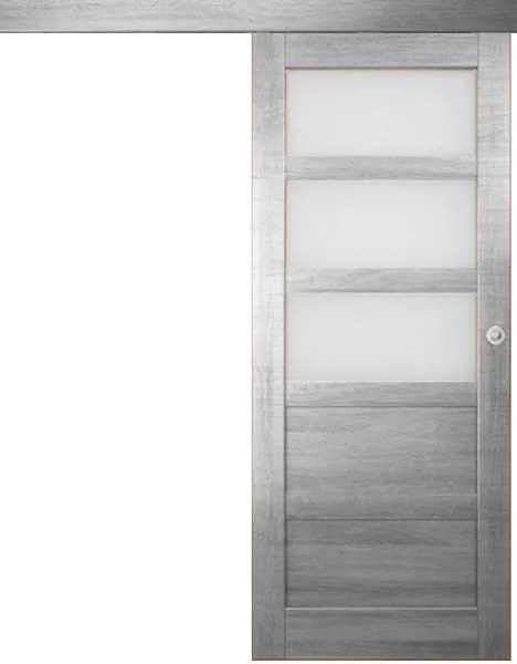 posuvné interiérové dveře na stěnu vasco doors BRAGA model 4 Průchozí rozměr: 70 x 197 cm, Orientace dveří: Levé dveře, Dekor: Buk jasmínový