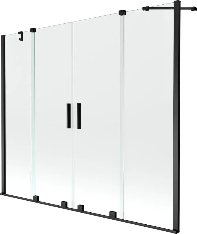 Mexen Velar Duo vanová zástěna dvoukřídlá posuvná 200 x 150 cm, transparentní, černá - 896-200-000-02-70