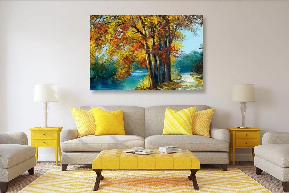 Obraz malované stromy v barvách podzimu - 90x60 cm