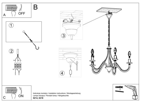 Sollux SL.0214 - Lustr na řetězu MINERWA 5 5xE14/40W/230V bílá