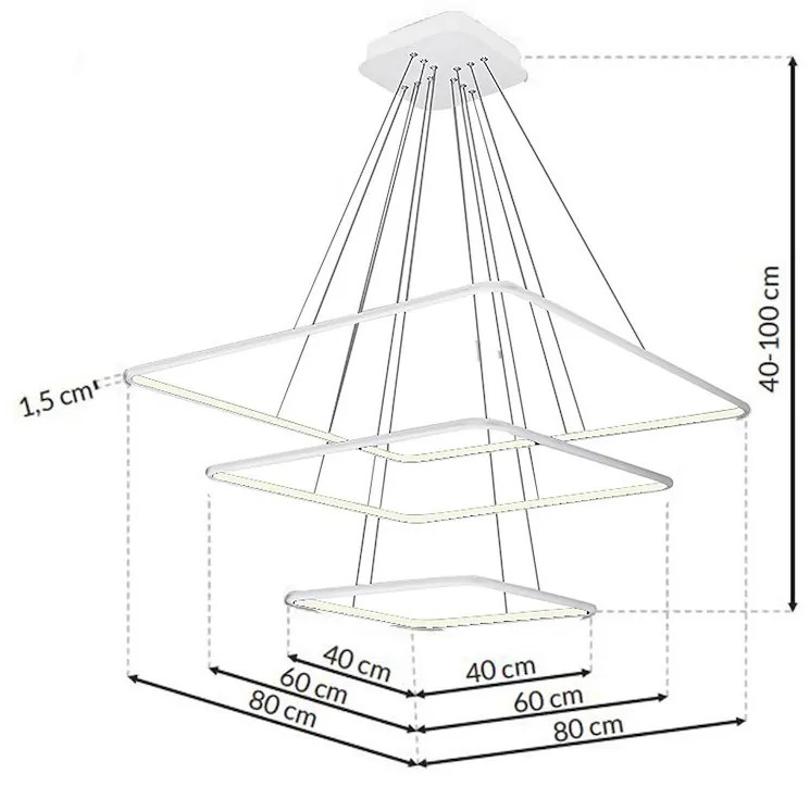 Závěsné LED svítidlo Nix, 3x LED 117w, 3000k, w