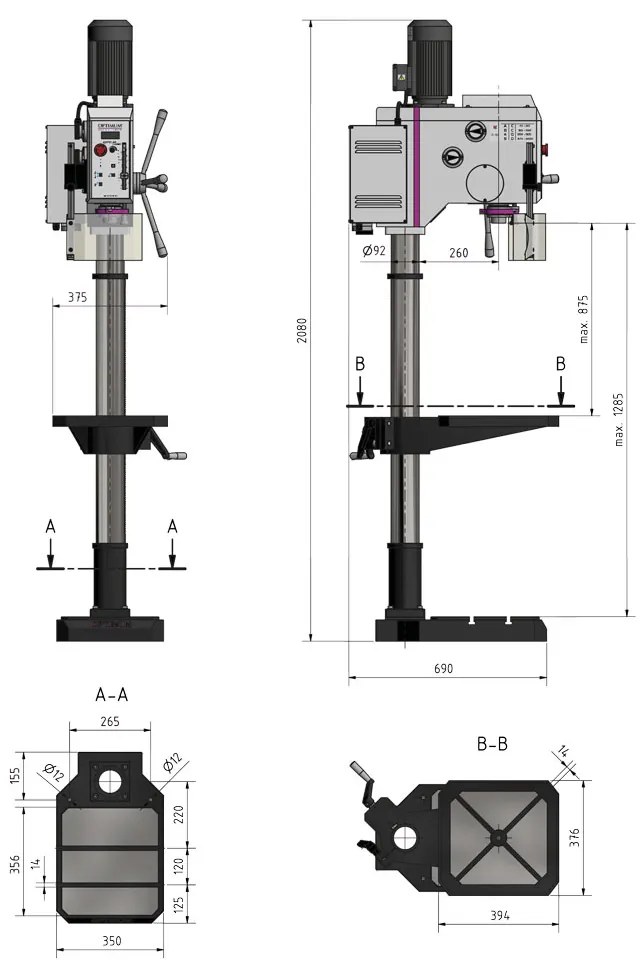 Sloupová převodová vrtačka OPTIdrill DH 28 GSV