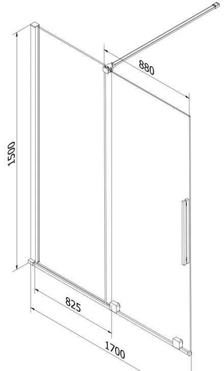 Mexen Velar, 2-křídlová posuvná vanová zástěna 170 x 150 cm, 8mm čiré sklo, zlatý lesklý profil, 896-170-000-01-50