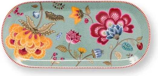 Pip Studio Blooming Tales servírovací tác 33.3 x 15.5 cm, modrý (Podlouhlý servírovací tác)