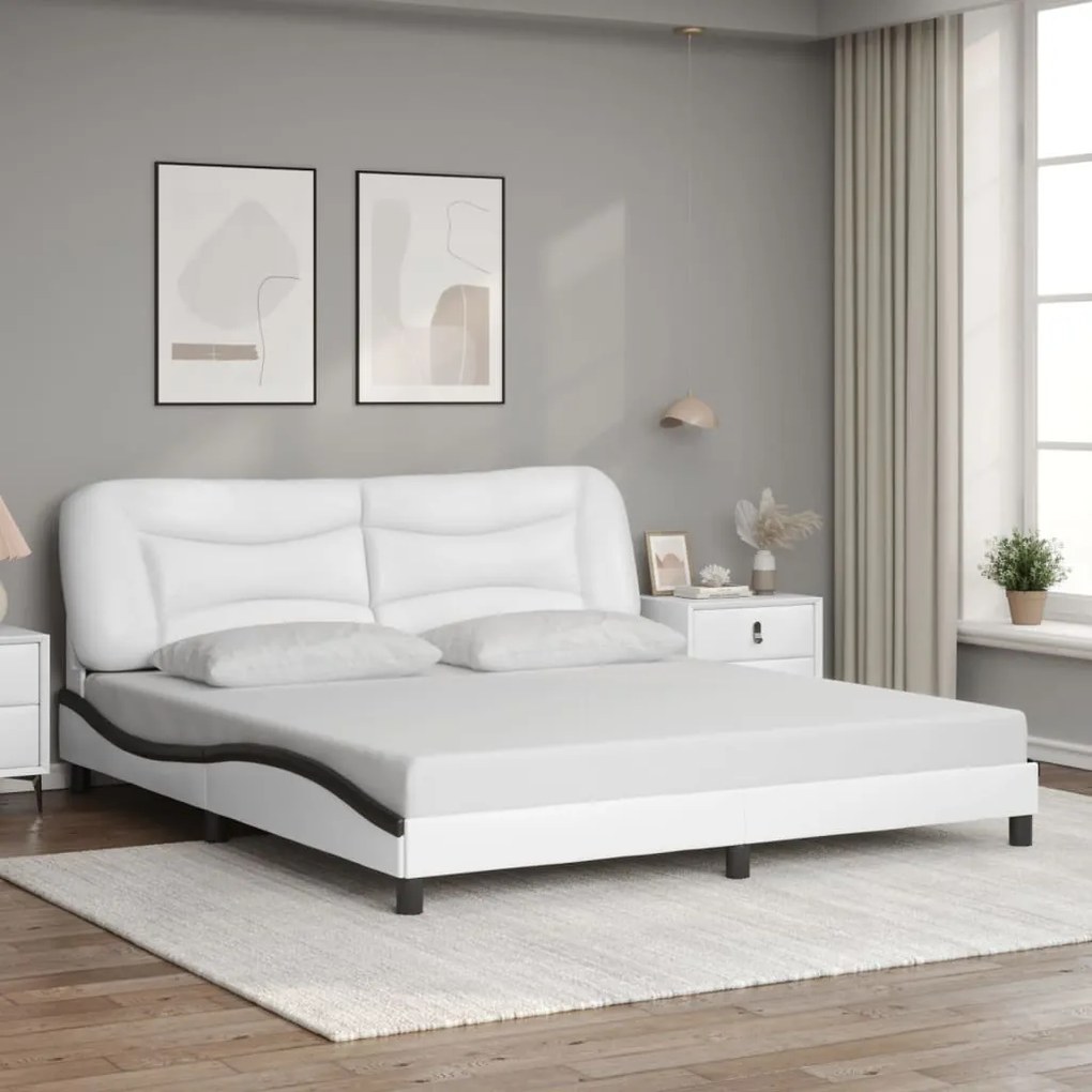 Rám postele bez matrace Hvar bílý a černý 180 x 200 cm umělá kůže 3208022