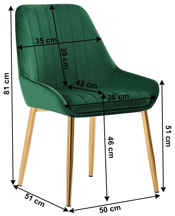 TEMPO Jídelní židle, smaragdová / gold chrom-zlatý, PERLIA
