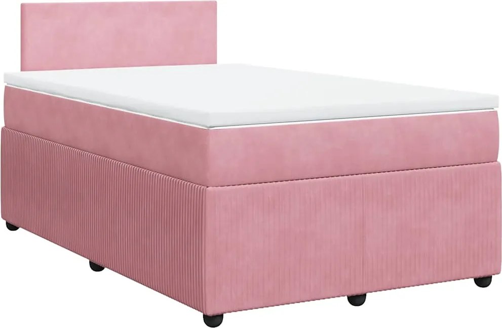 Box spring postel s matrací růžová 120 x 200 cm samet 3290009