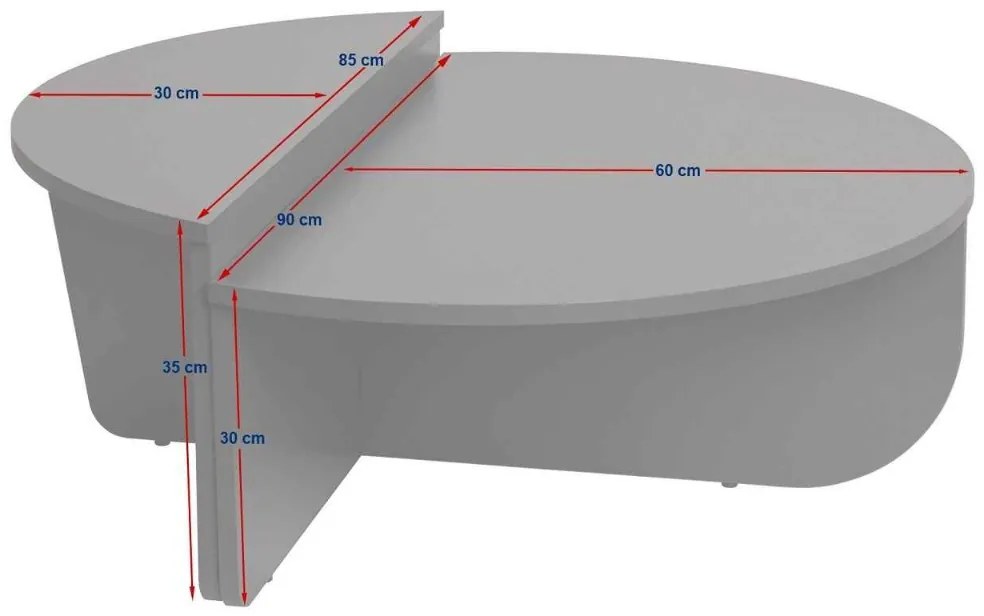 Designový konferenční stolek Baltenis 90 cm vzor ořech / bílý