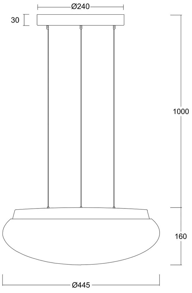 Osmont 67492 Arakis 3 LE, stříbrné závěsné svítidlo z triplexového skla, 33W LED 3000K, prům. 44,5cm