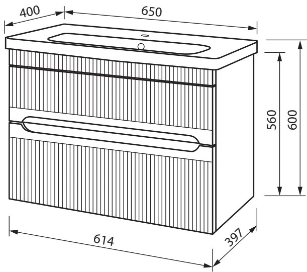Lavedo Aria Air Grey 65 koupelnová skříňka s umyvadlem
