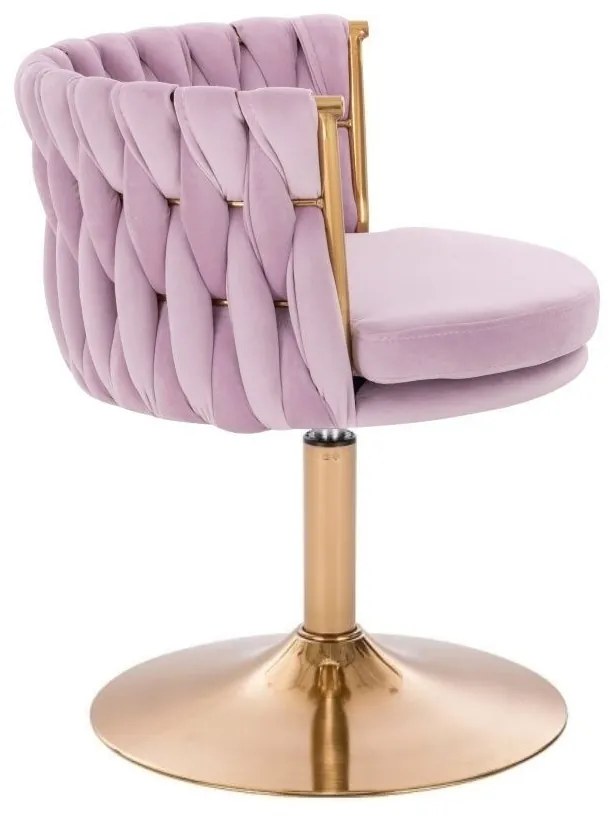 LuxuryForm DESIGN Otočná židle LYON VELUR na zlatém talíři - levandule