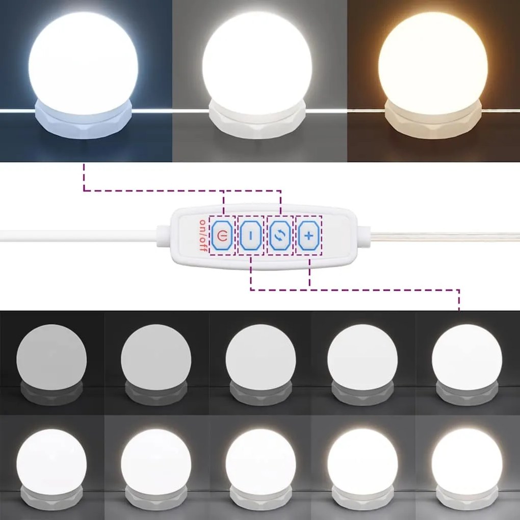 vidaXL Toaletní stolek s LED 60 x 40 x 140 cm [808832] Barva: Bílá
