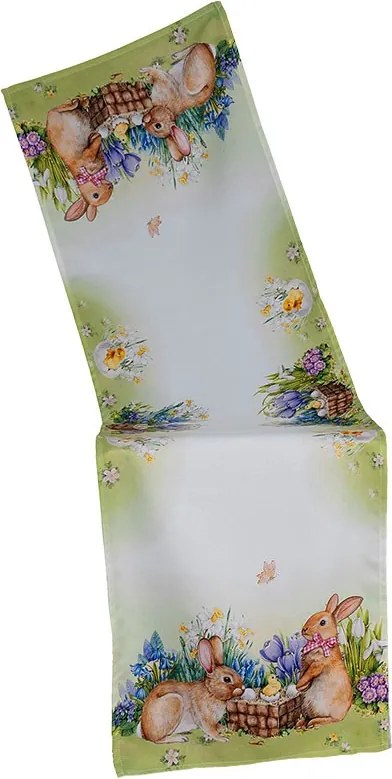 Velikonoční ubrus Zajíčci s kuřátkem 40 × 140 cm