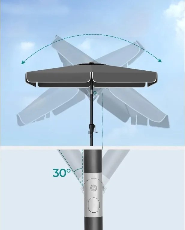 Zahradní slunečník Rocka 200x150 cm šedý