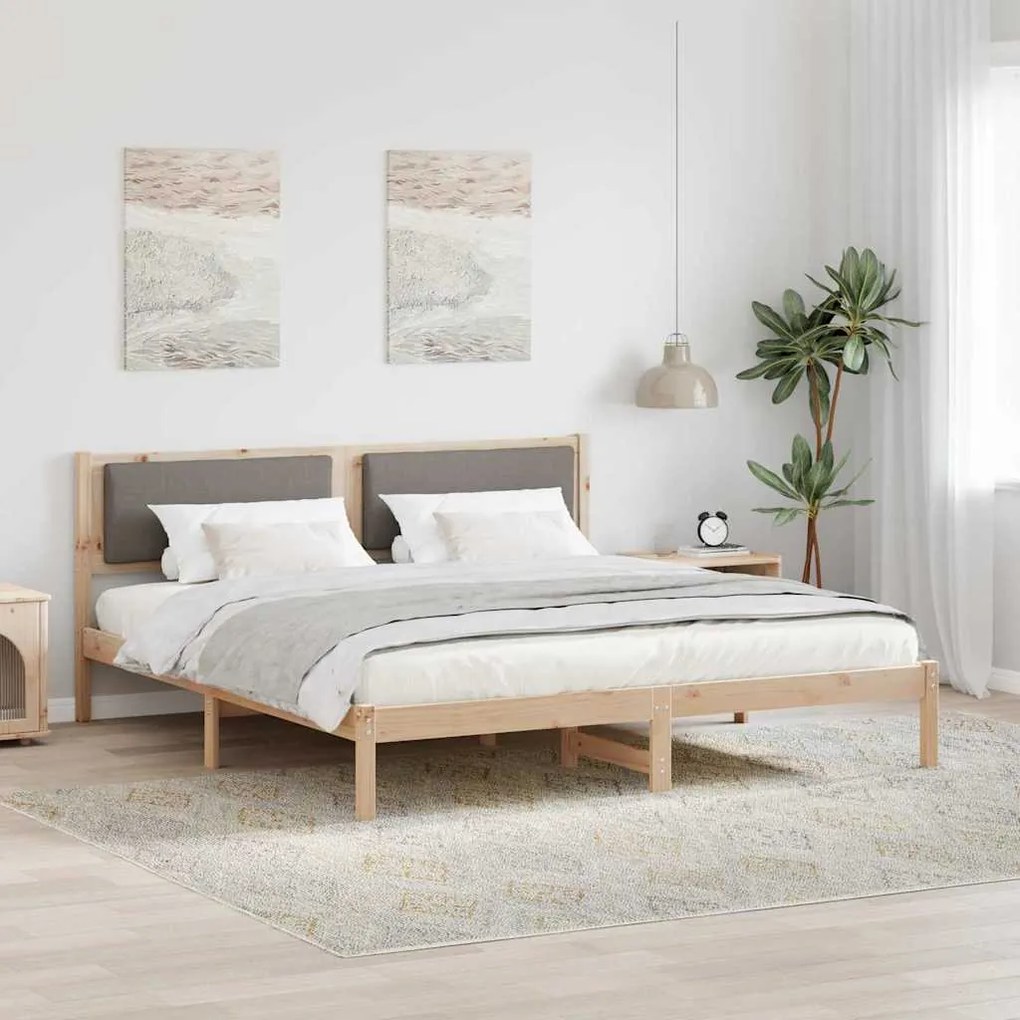 Rám postele s čelo Taupe 200 x 200 cm Masivní borové dřevo 3394231