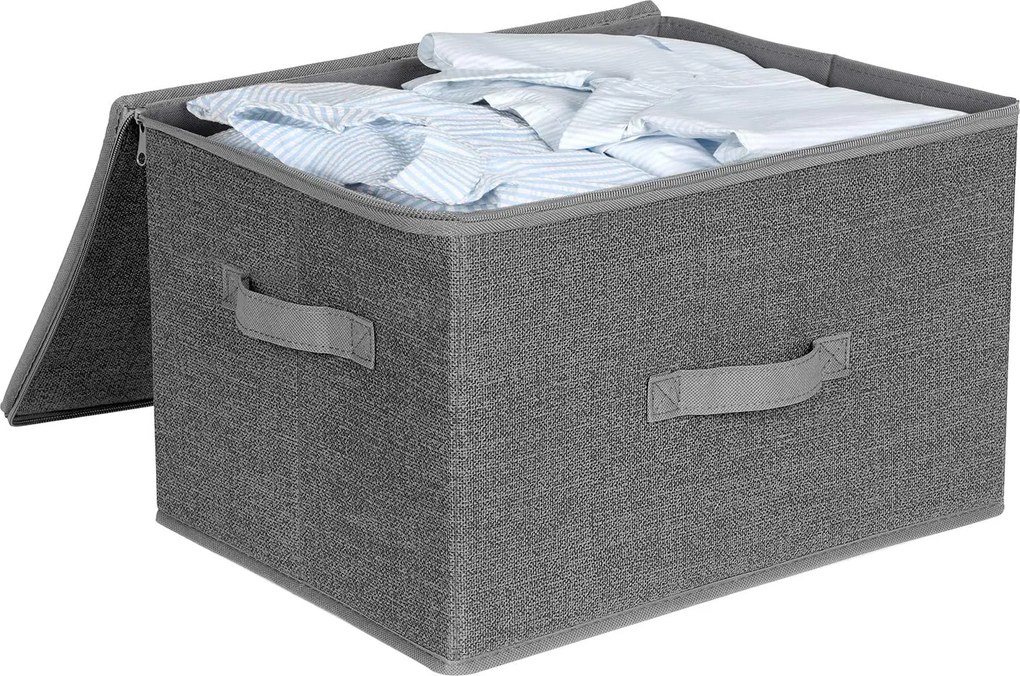 Skládací úložné boxy s víkem, 3 kusy, šedé