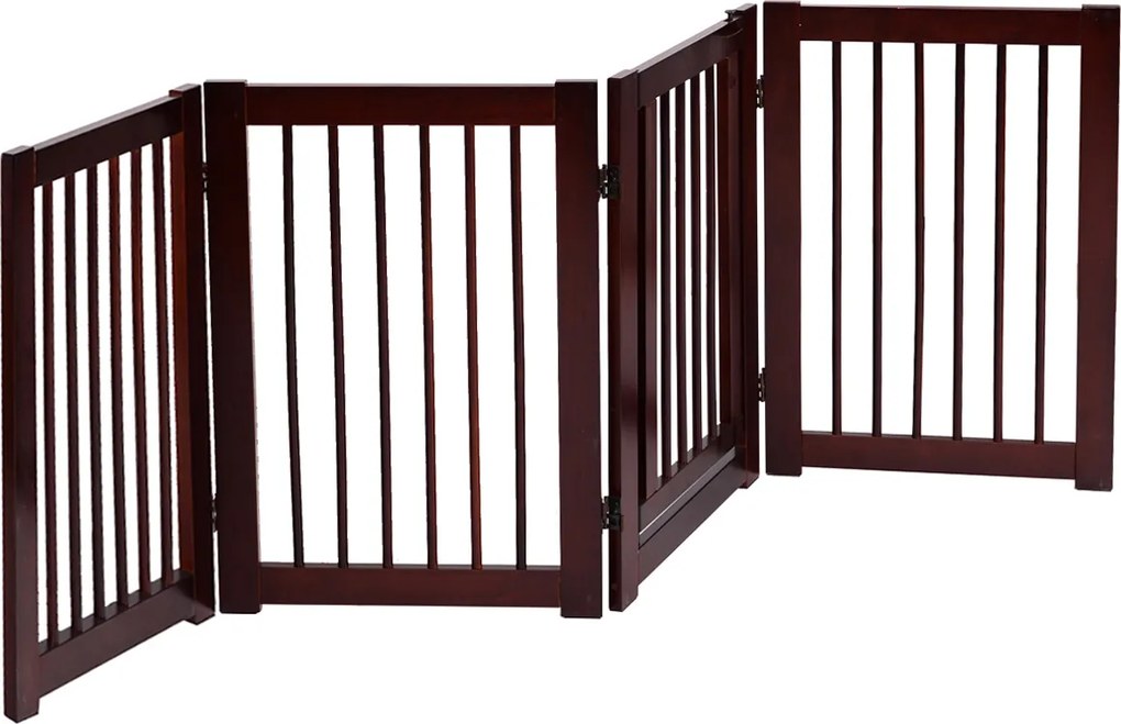 Costway Ochranná brána Čtyřdílná ochrana dveří pro psy Káva – 203 × 76 × 1,8 cm
