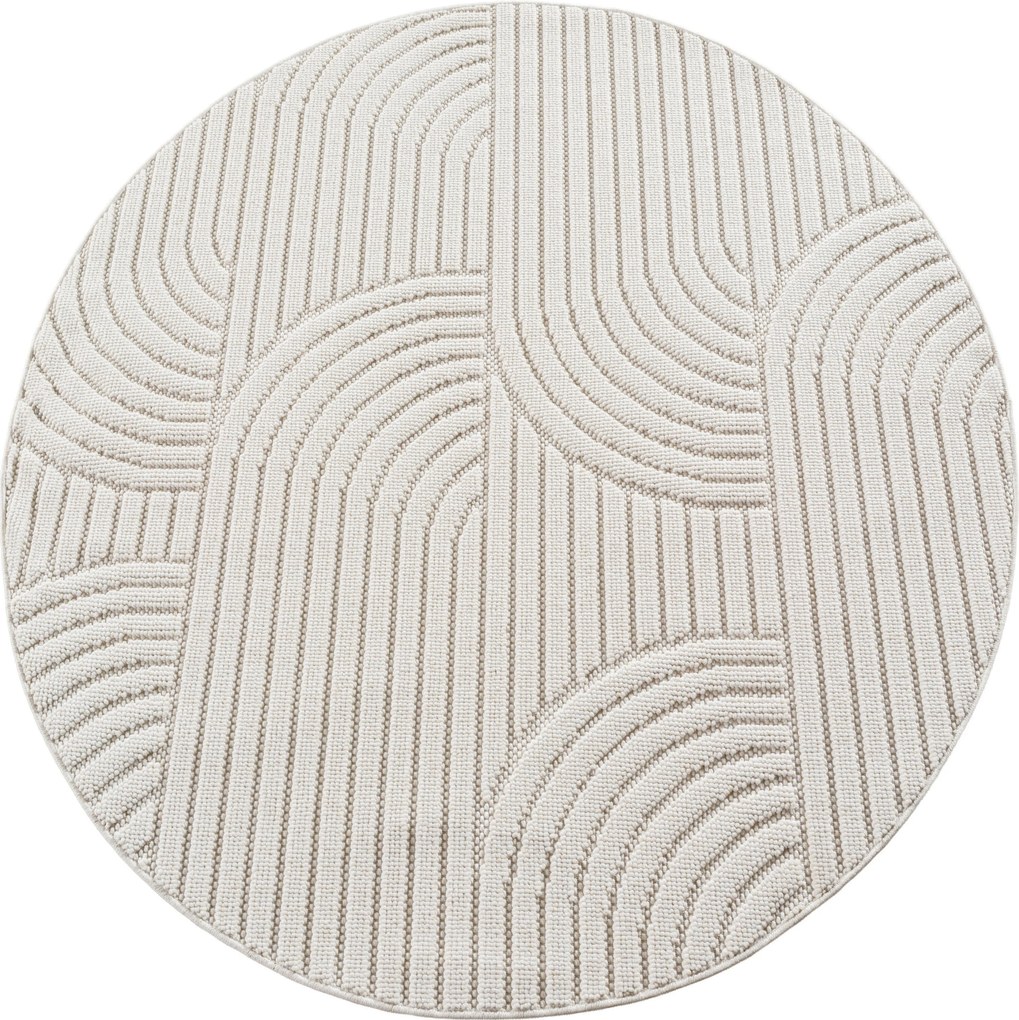 Ayyildiz, Kusový koberec Helix 2201 cream kruh, 80x80, bílá, chodba / předsíň