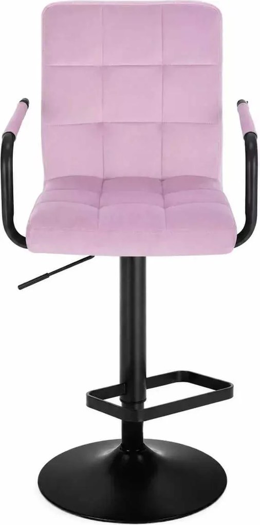 LuxuryForm DESIGN Barová židle VERONA BLACK VELUR na černé kulaté podstavě - levandule