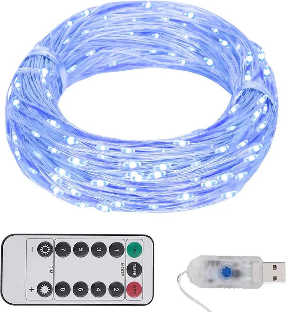 Světelný LED řetěz se 150 LED diodami modrý 15 m 330052