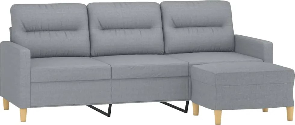 3místná pohovka s podnožkou světle šedá 180 cm textil 3201073