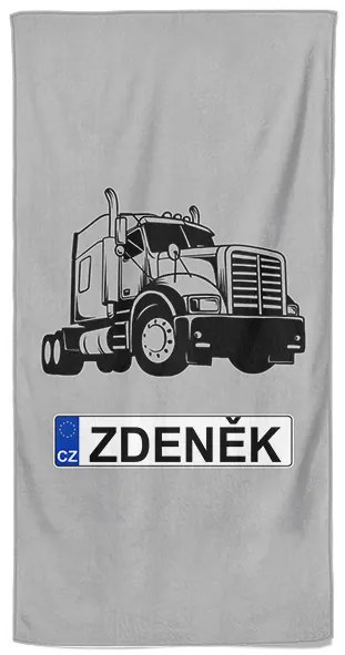 Osuška SPZ se jménem – černý kamion (Jméno: Zdeněk, Velikost osušky: 70x140cm)