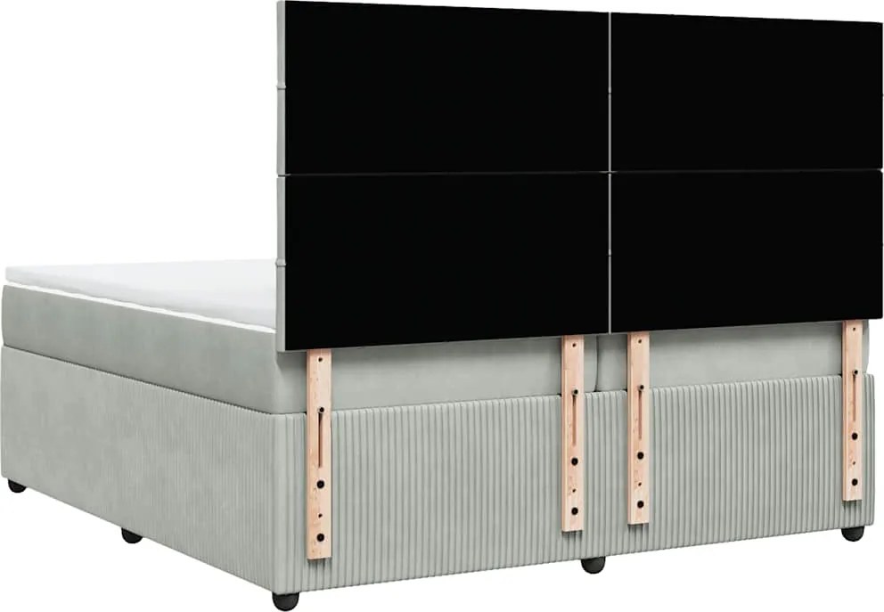 Box spring postel s matrací světle šedá 200x200 cm samet 3292430
